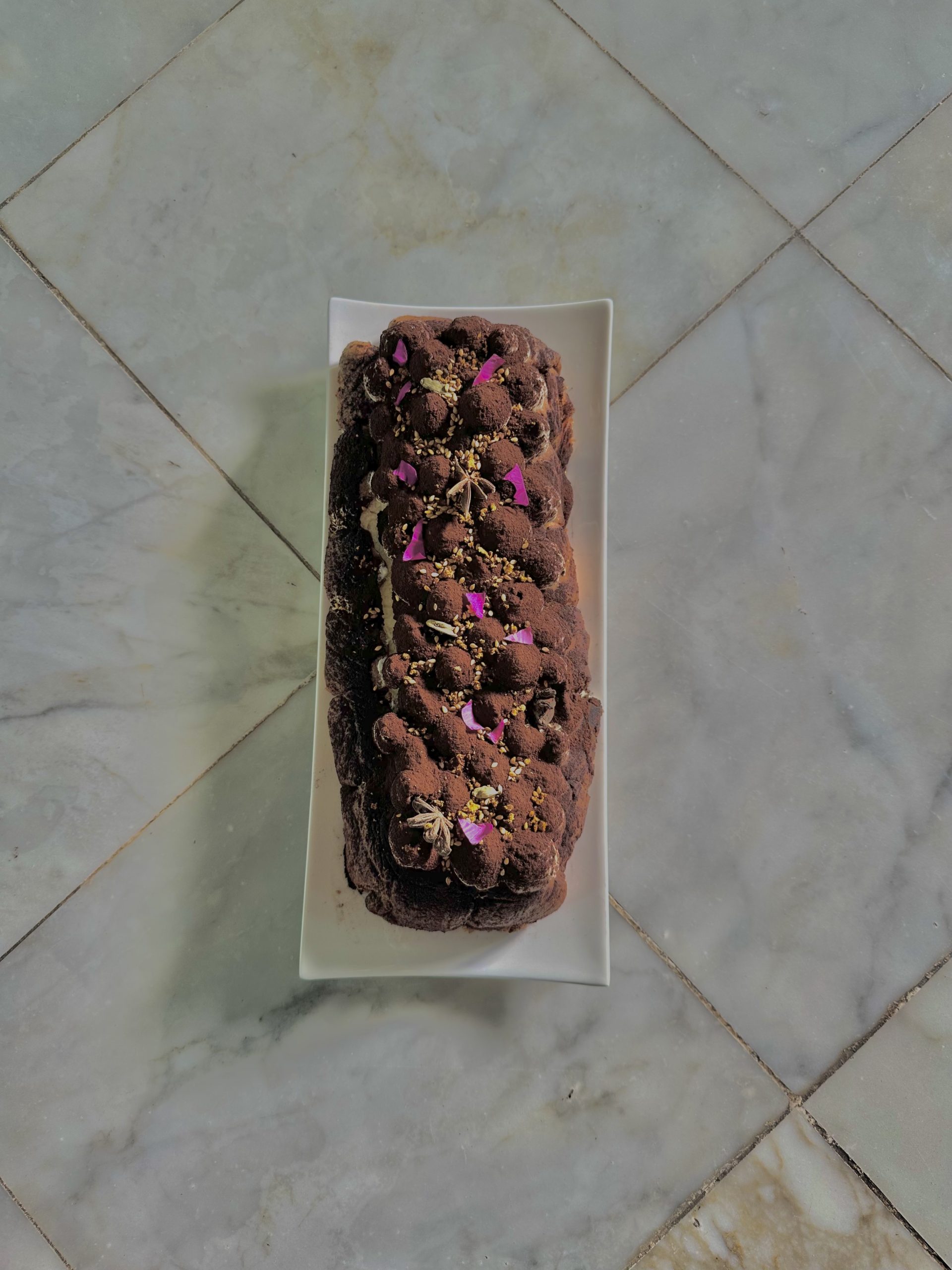 Bûche Tiramisu au café épicé & à la fleur d’oranger ( Sans gluten)